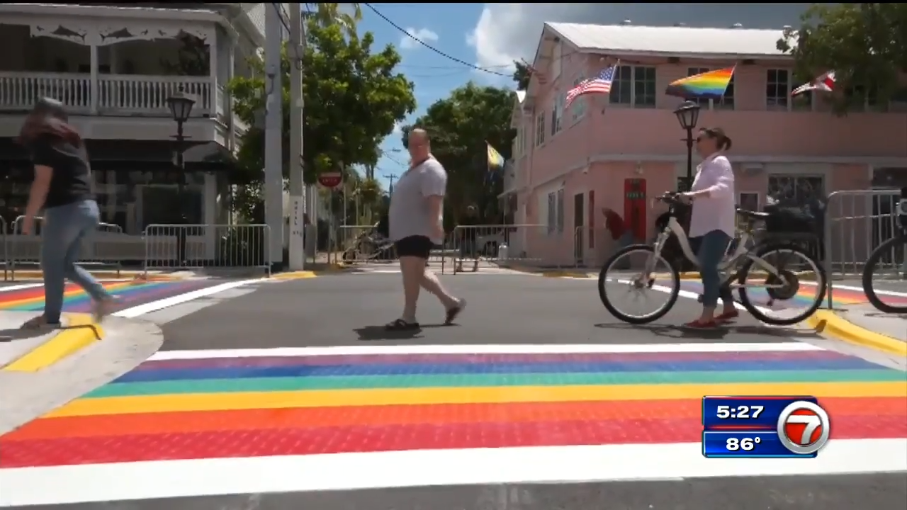 Key West unveils rainbow-colored crosswalks in support of LGBTQ ...