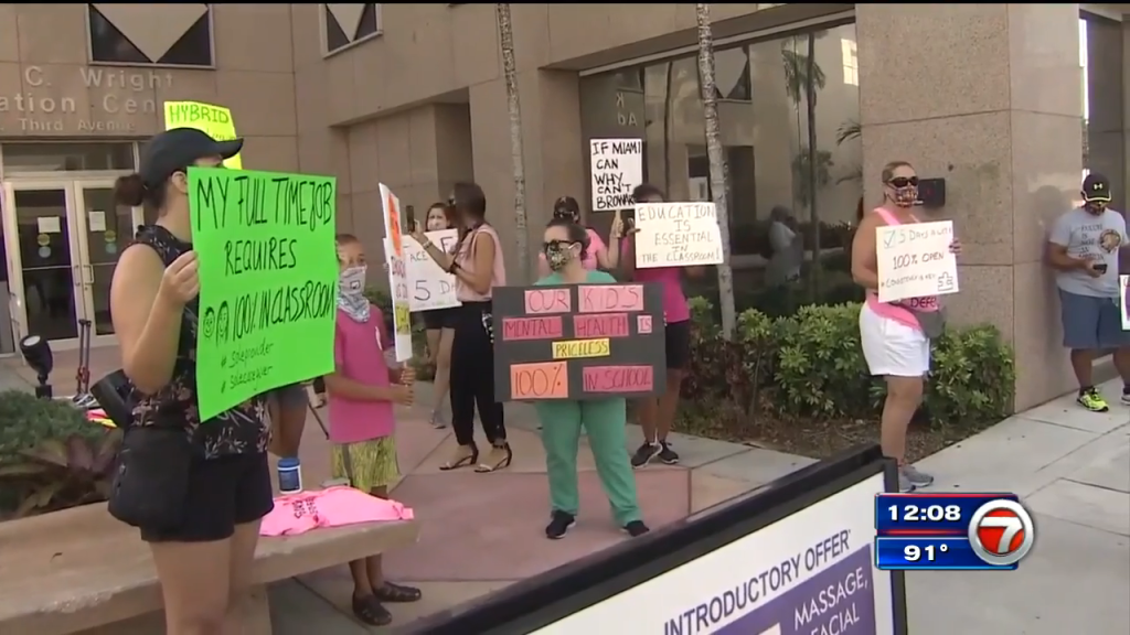 Parents protest against remote learning outside Broward County School ... Parents protest against remote learning outside Broward County School ...