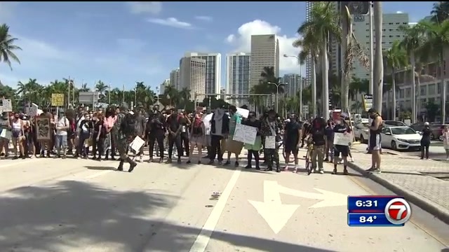 Black Lives Matter protesters march from downtown Miami to Little Haiti ...