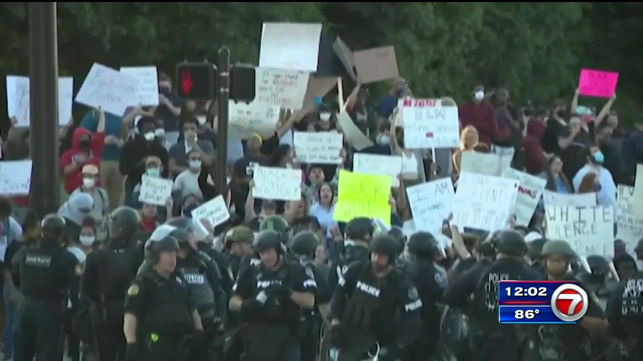 Largely peaceful protests against police brutality march on - WSVN ...