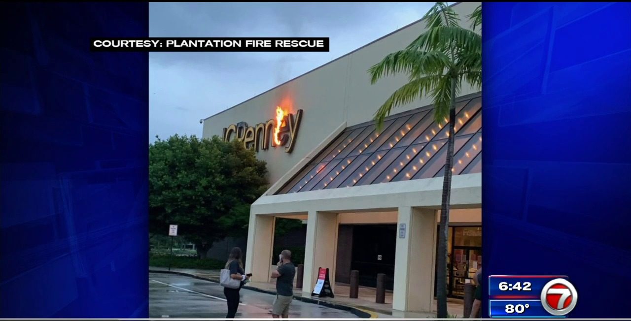 Firefighters extinguish fire sparking from JCPenny sign in Plantation ...