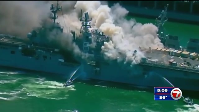 57 injured in fire aboard ship at Naval Base San Diego – WSVN 7News ...