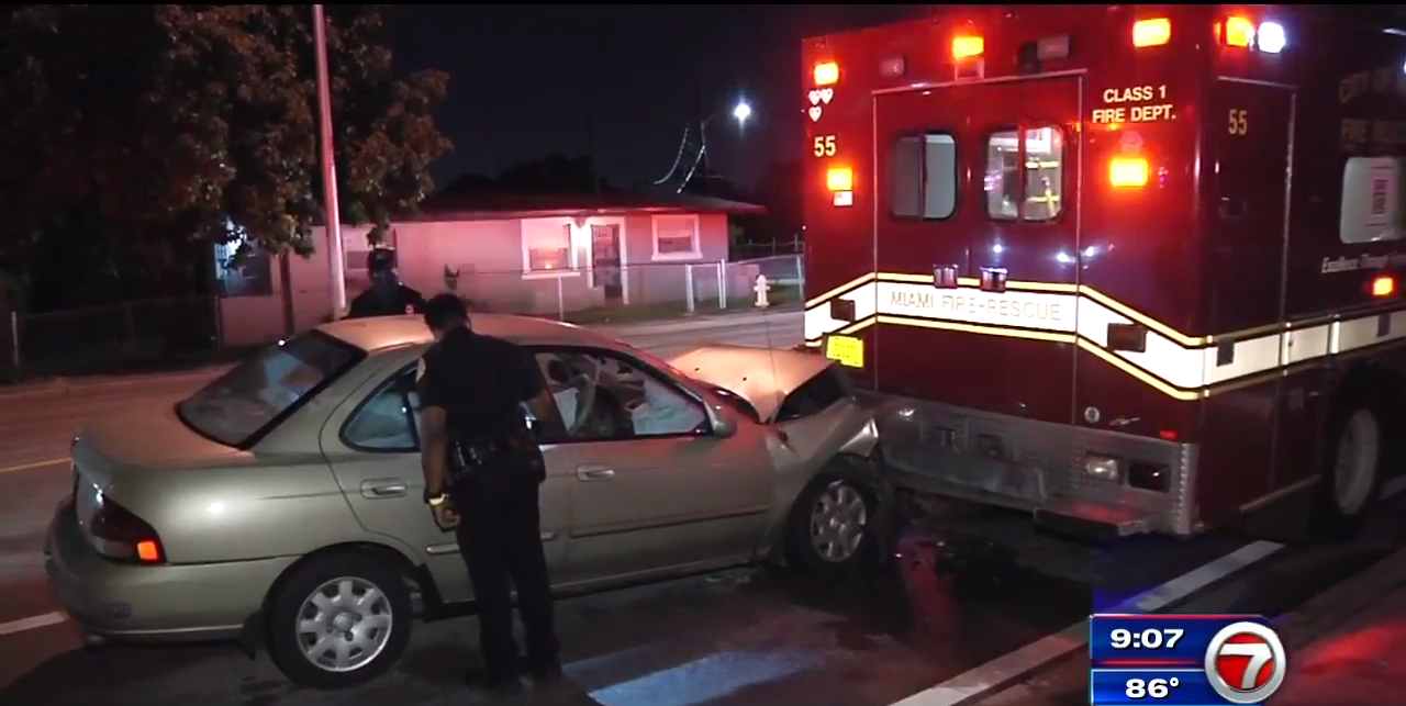 Driver Flees Scene After Crashing Vehicle Into Miami Fire Rescue Truck