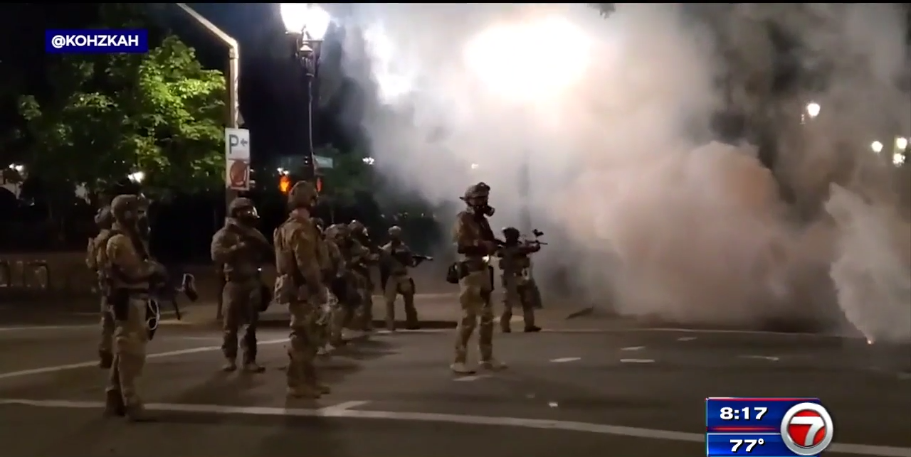 Riot declared as fire burns in Portland police union offices - WSVN ...