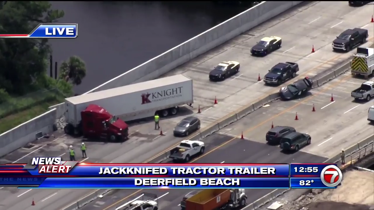 1 transported after crash involving jackknifed tractor-trailer in Deerfield Beach - WSVN 7News ...