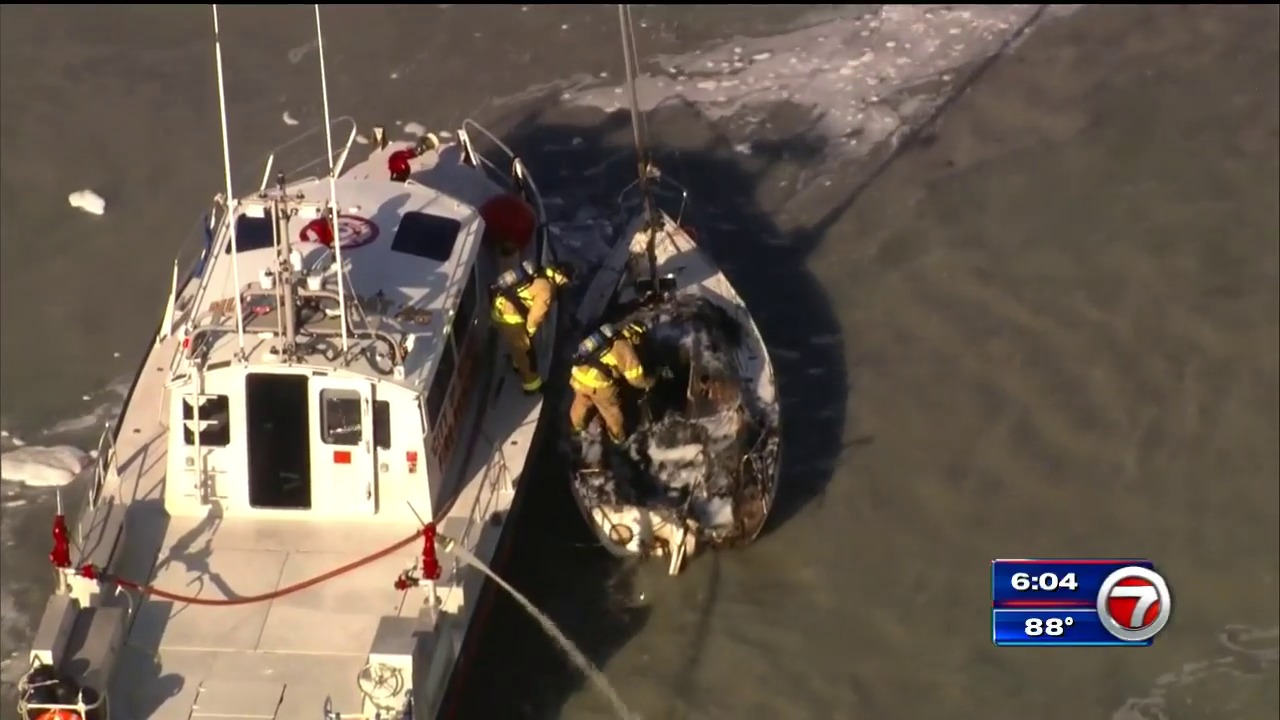 Crews extinguish boat fire near Miami Marine Stadium in Virginia Key ...