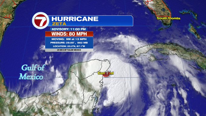 Winds and rain whip Yucatan resorts as Hurricane Zeta nears - WSVN ...