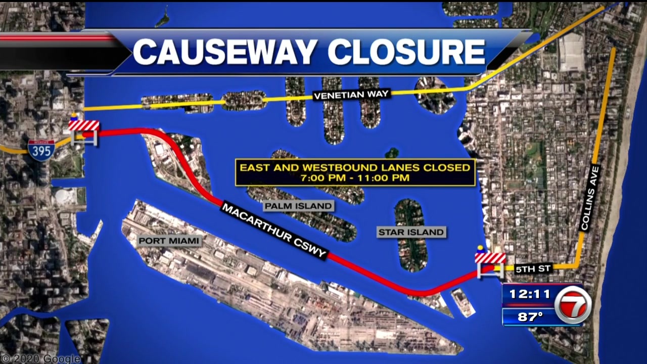 MacArthur Causeway to be shut down Thursday night due to presidential ...