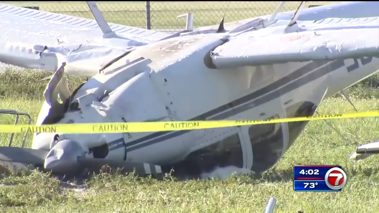 Pilots OK after small plane crashes at North Perry Airport - WSVN 7News ...