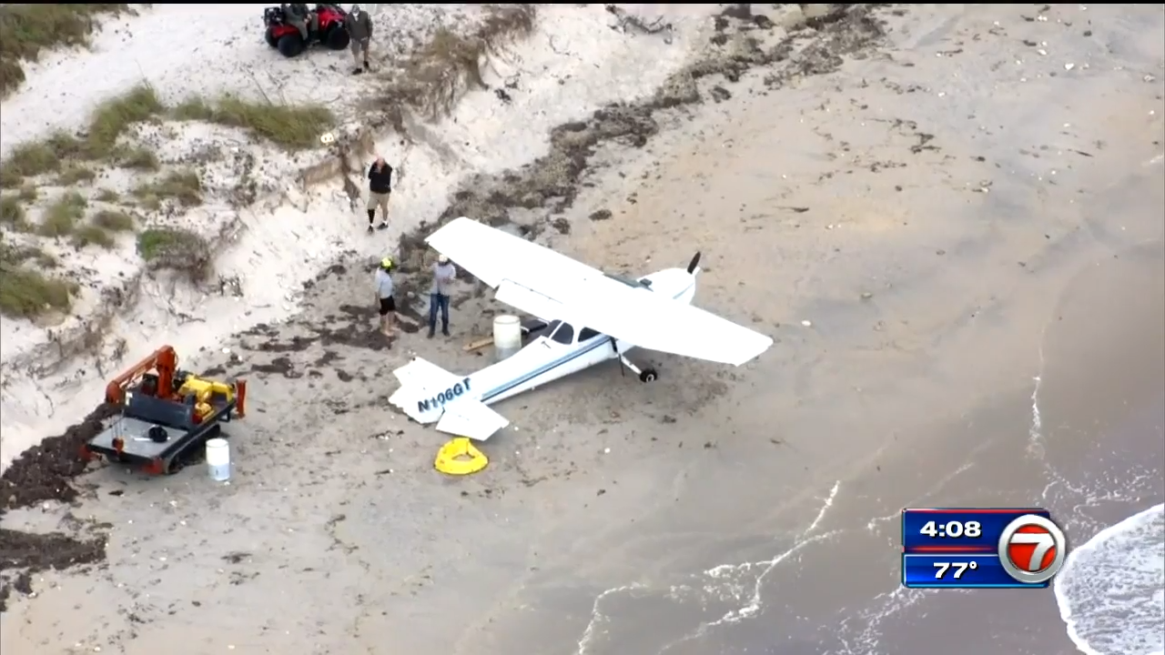 Crews remove plane day after pilot makes emergency landing in Dania ...