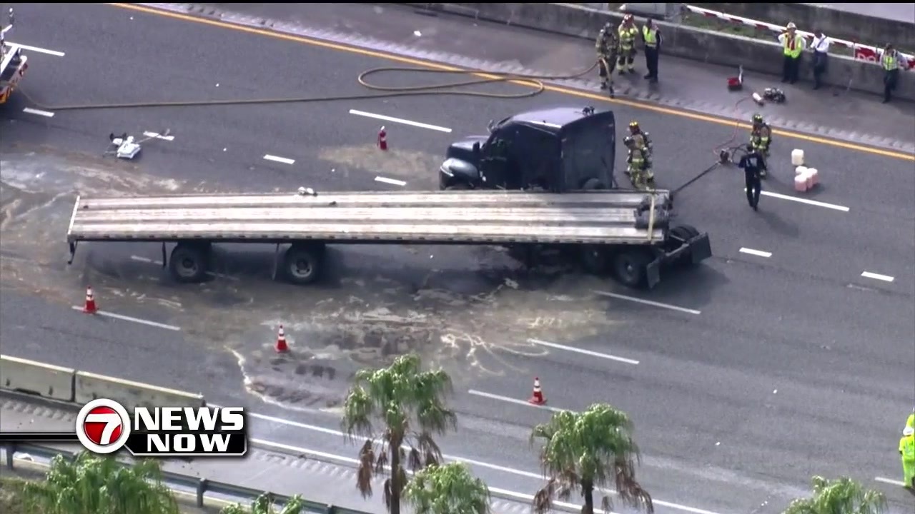 Westbound I-595 lanes before 441 reopen after crews clear fuel leak ...