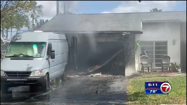 Garage destroyed in Cooper City house fire; no injuries - WSVN 7News ...