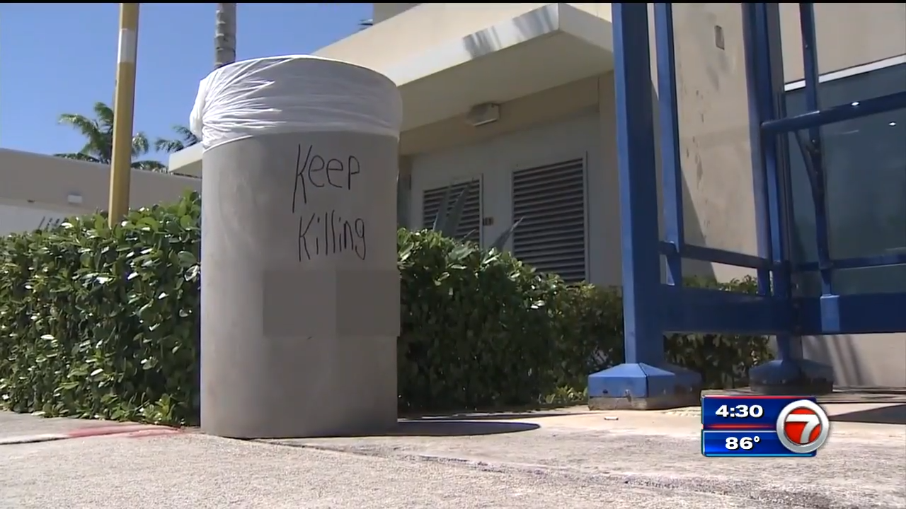 Broward nurse finds racial slur written on garbage can at Hollywood bus ...
