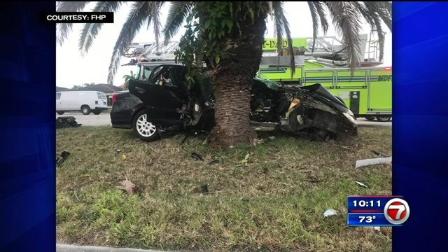 Driver hospitalized after crashing into tree in West Miami-Dade - WSVN ...