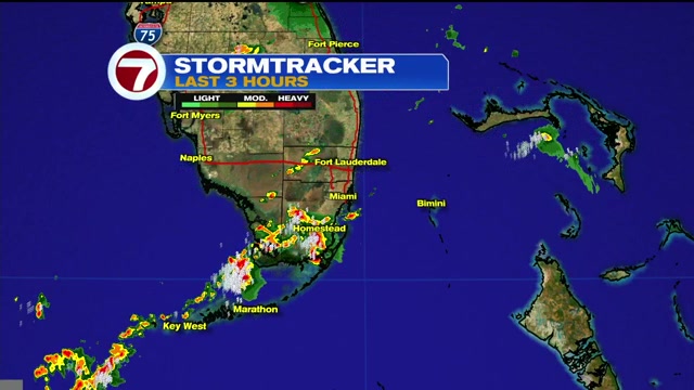 Line of strong thunderstorms moving across parts of Miami-Dade - WSVN ...