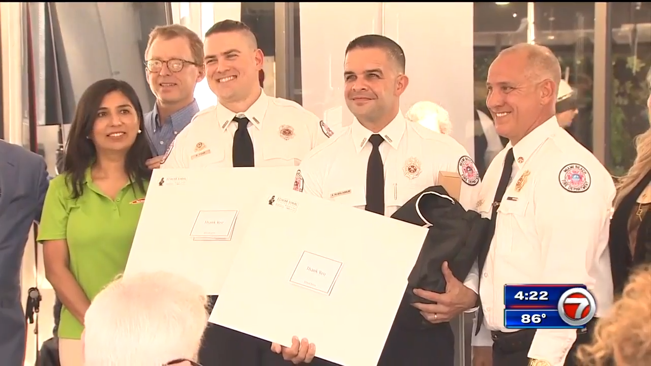 Miami Beach firefighters honored by officials for saving elderly man ...