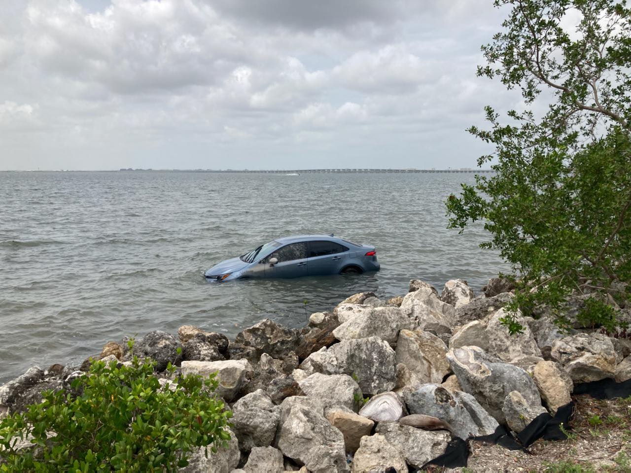 Car parked in no-parking area along Florida causeway submerged after ...