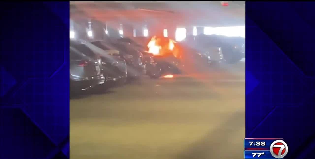 Cellphone video captures car fire at FLL parking garage - WSVN 7News ...
