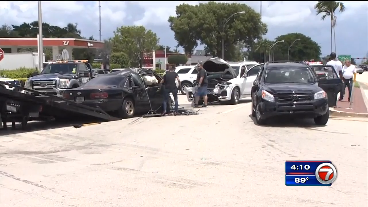 3 hospitalized after multi-vehicle crash in Miami Gardens - WSVN 7News | Miami News, Weather ...