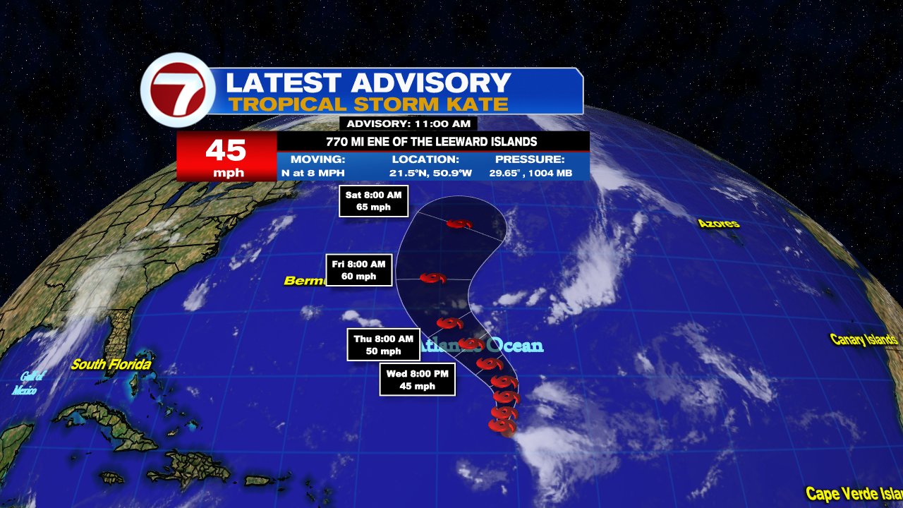 Tropical Storm Kate Forms In Atlantic No Threat To Land Wsvn 7news Miami News Weather