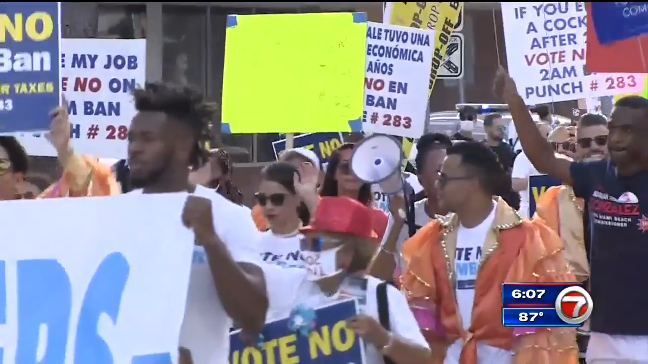 Miami Beach demonstrators march against rolling back alcohol ban - WSVN ...