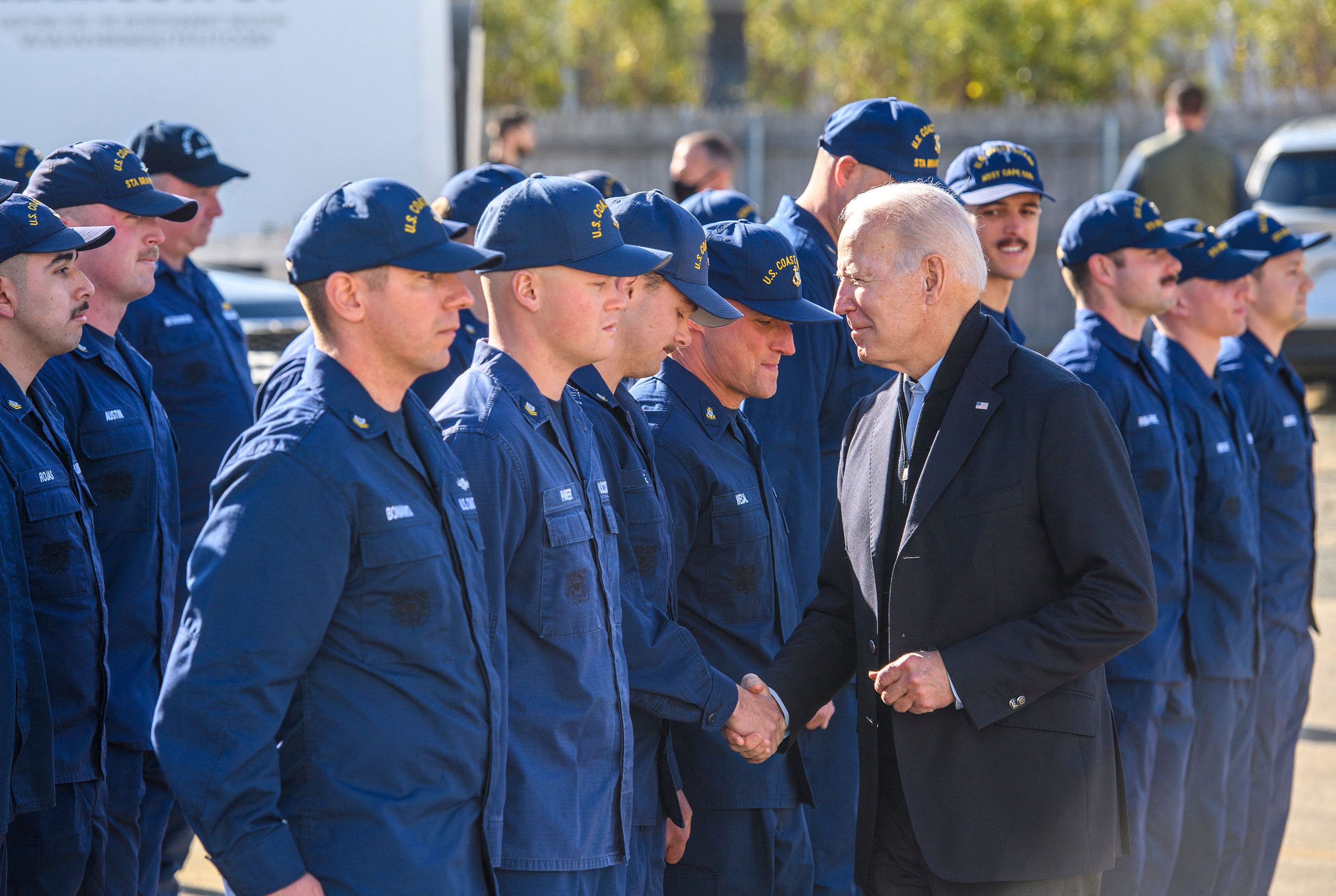 Bidens greet troops at US Coast Guard Station Brant Point on ...