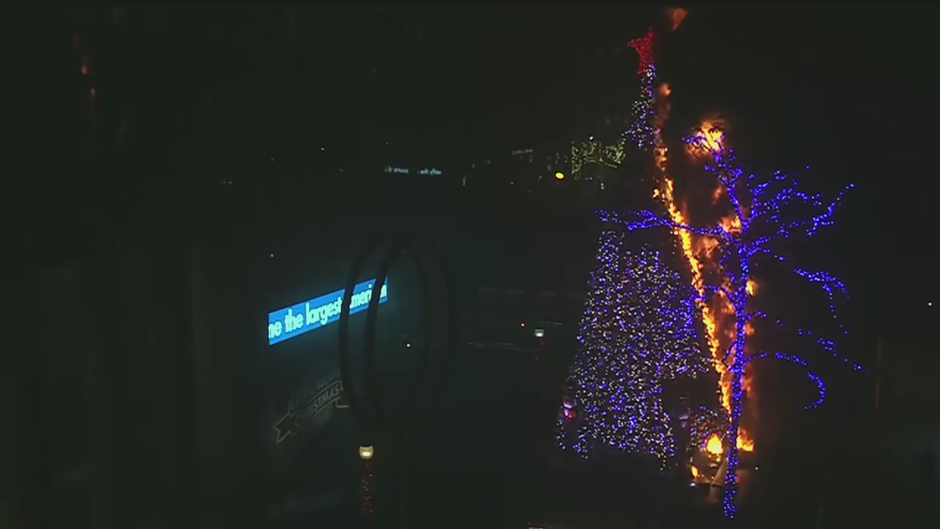 Giant Christmas tree outside Fox News headquarters set afire - WSVN ...