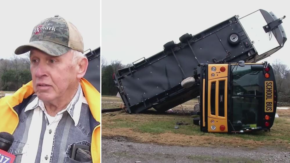 Tennessee school bus driver uninjured after powerful winds flip over ...