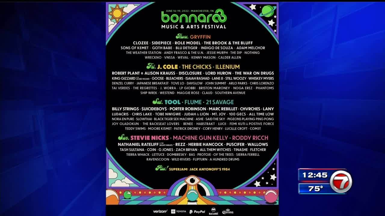 Tool, J. Cole, Stevie Nicks to headline Bonnaroo music fest - WSVN ...