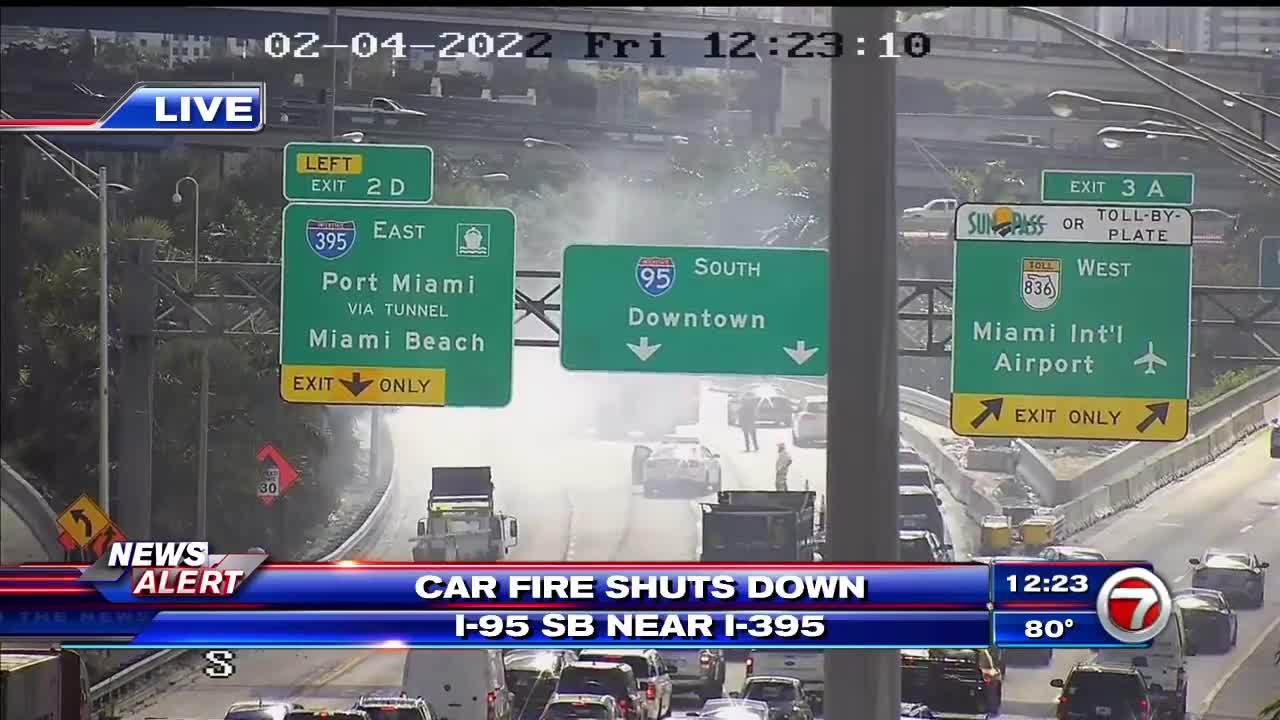 Heavy traffic delays along I-95 due to car fire in Miami - WSVN 7News ...