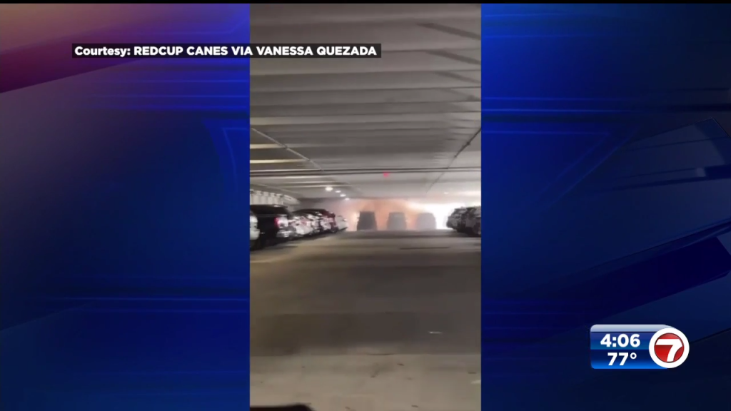 Car catches fire inside University of Miami parking garage – WSVN 7News ...
