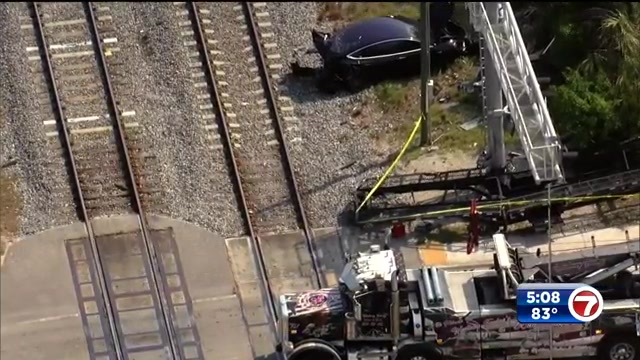 Brightline train hits car carrier being pulled by truck; no injuries ...