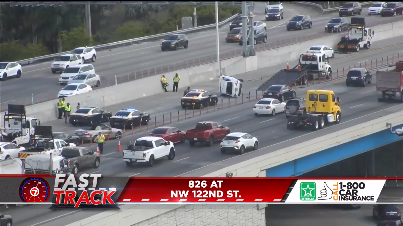 Rollover crash shuts down SB Palmetto express lanes in Hialeah; 1 ...