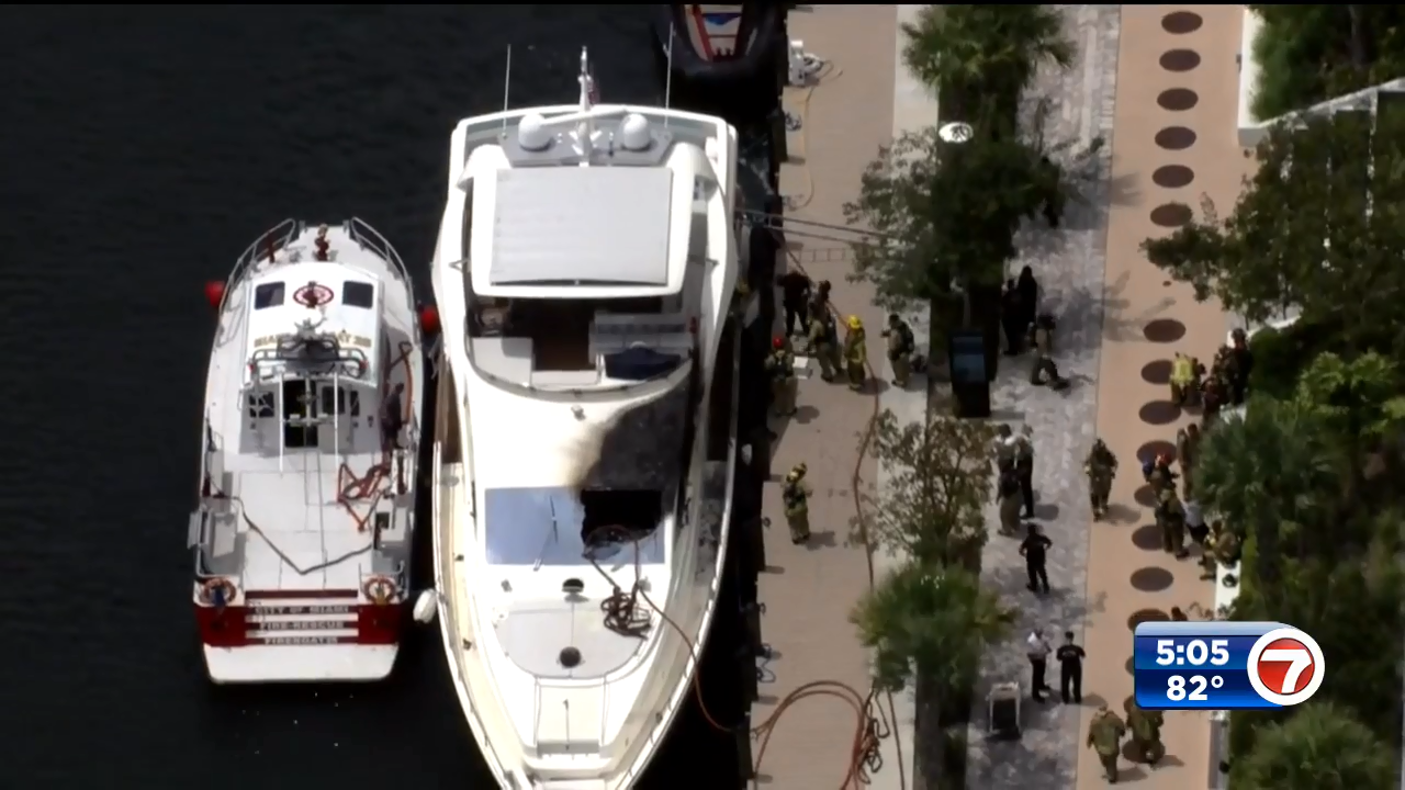 85-foot yacht catches fire in Miami - WSVN 7News | Miami News, Weather ...