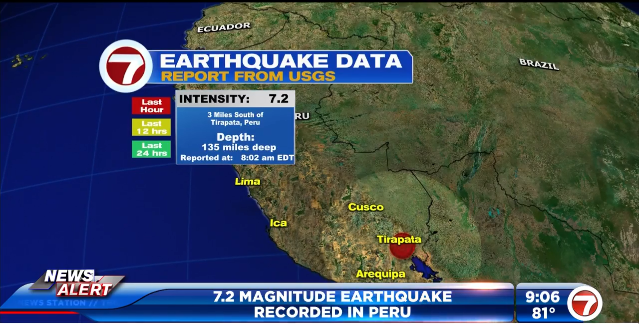 Powerful earthquake shakes southern Peru - WSVN 7News | Miami News ...