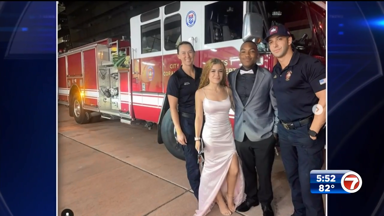 High school student in Coral Gables arrives to prom in fire truck ...