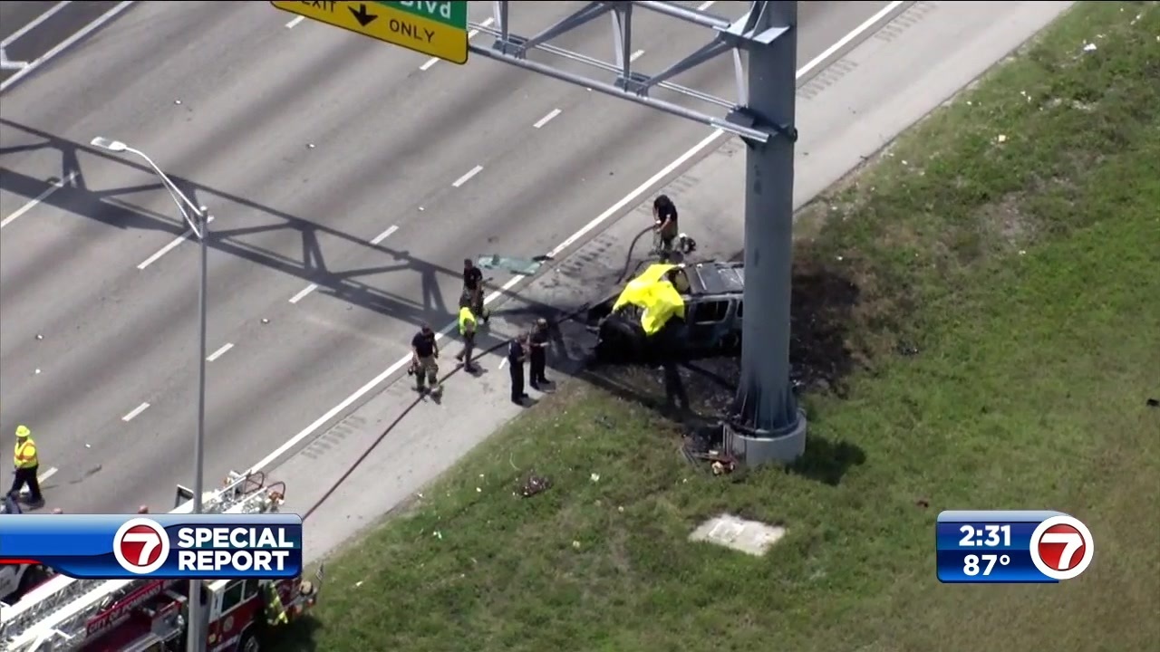 2 dead in vehicle rollover crash on I-95 - WSVN 7News | Miami News, Weather, Sports | Fort ...