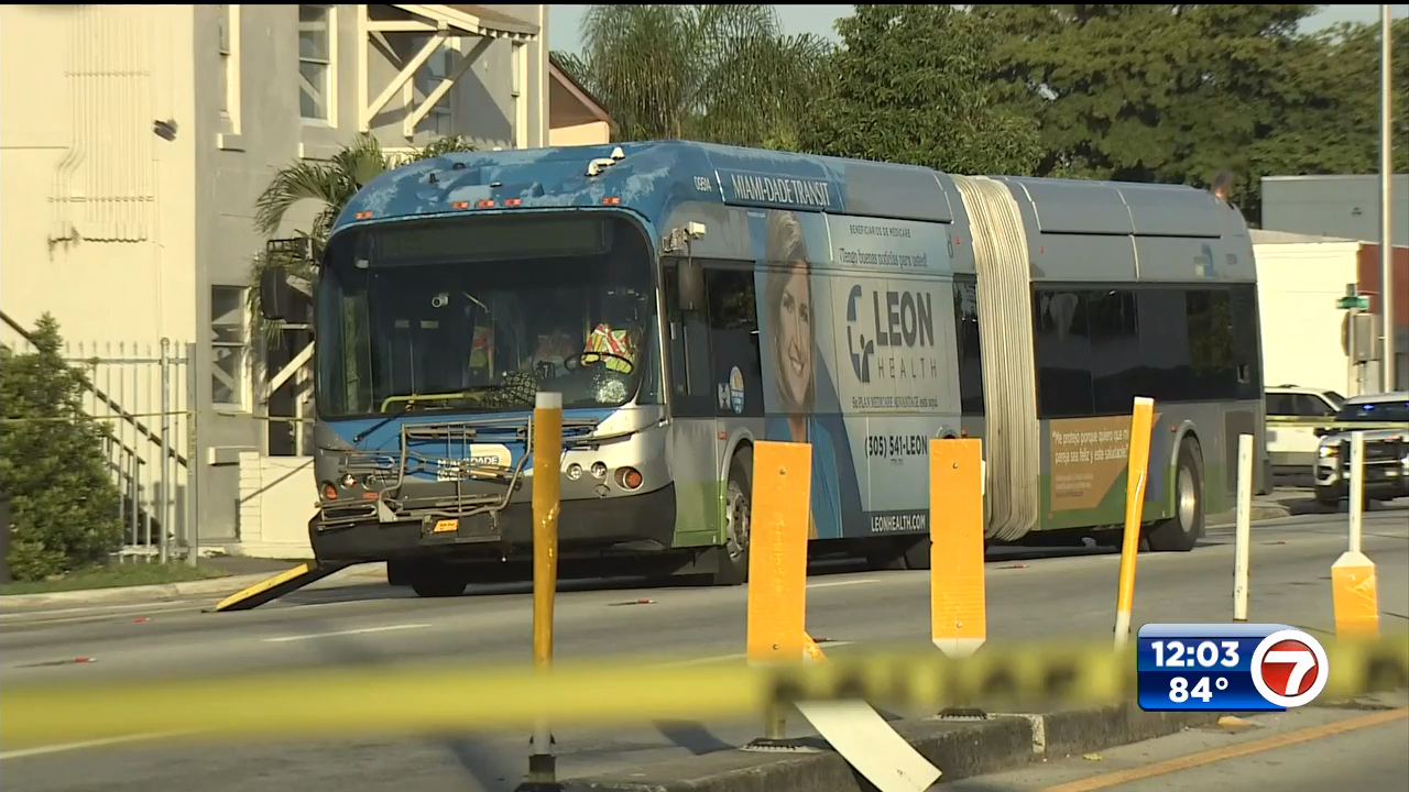 Rider critical after being struck from scooter by bus in Miami - WSVN ...