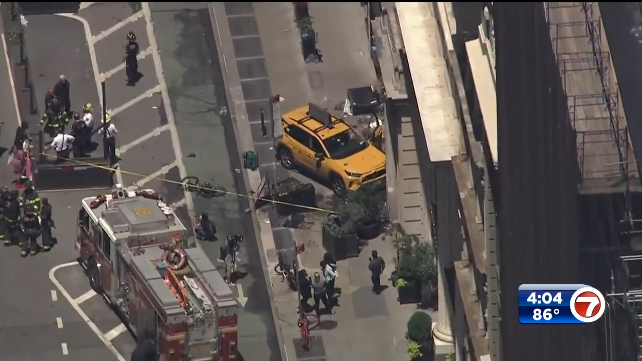 6 people hospitalized after taxi jumps curb in New York City, NYPD says ...