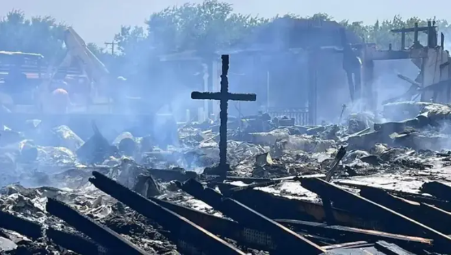 Historic church burns down, leaving just bibles and a cross - WSVN ...