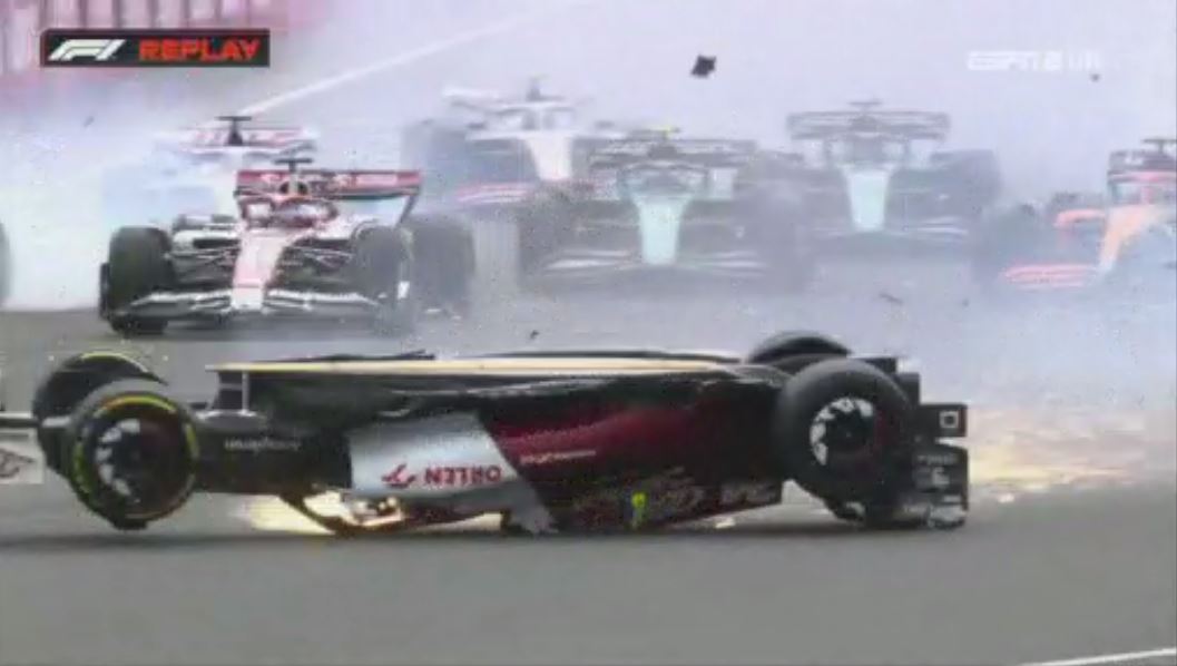 Zhou involved in frightening 1st-lap crash at British GP - WSVN 7News ...