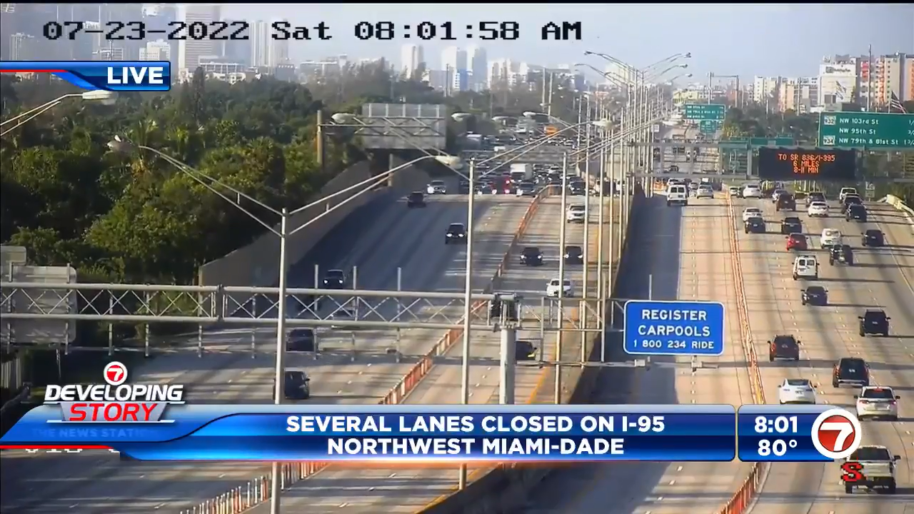 Multi Vehicle Crash Causes Lane Closures On I 95 In Nw Miami Dade