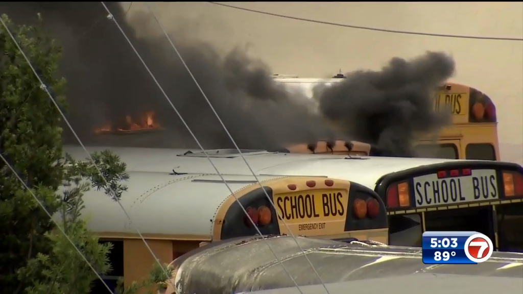 School buses catch fire at West Miami-Dade depot; no reported injuries ...