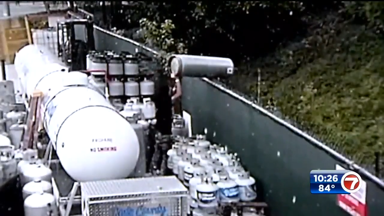 Surveillance video shows thief stealing propane tanks from NW Miami ...