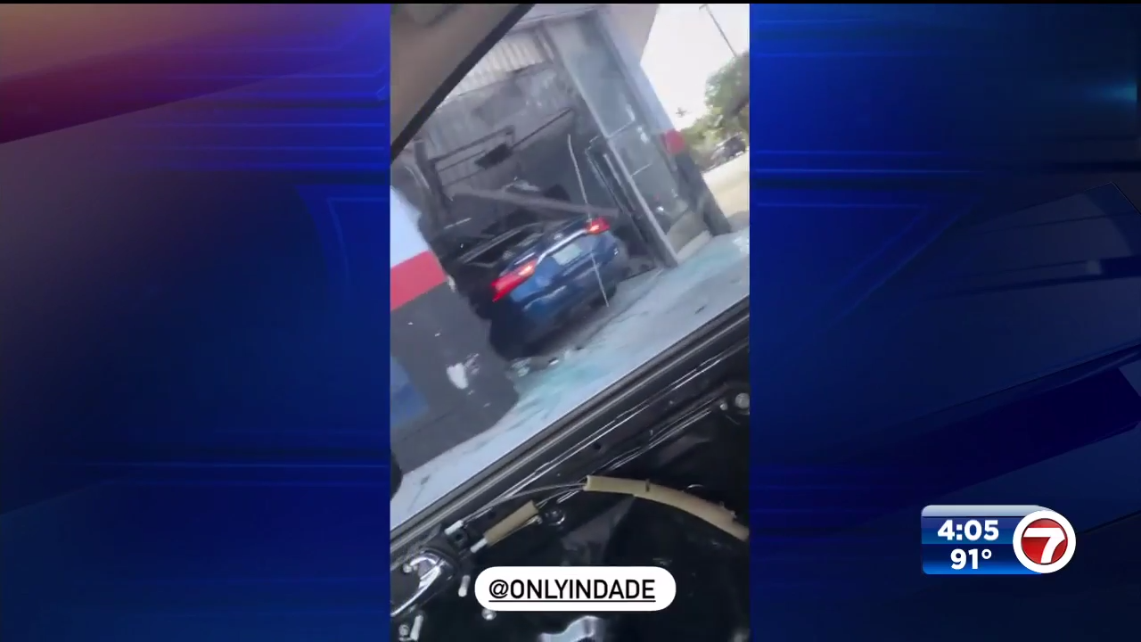 Car crashes into building in Miami, no injuries - WSVN 7News | Miami News, Weather, Sports ...