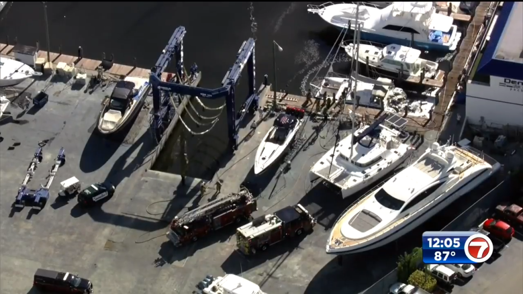 Boat catches fire in Dania Beach – WSVN 7News | Miami News, Weather ...
