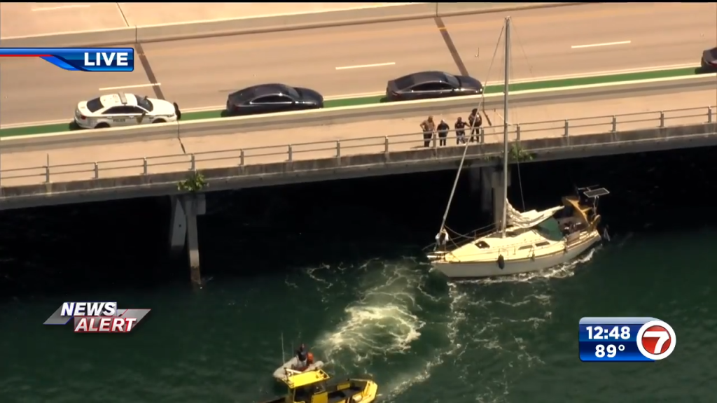 Sailboat crashes into bridge in Key Biscayne – WSVN 7News | Miami News ...