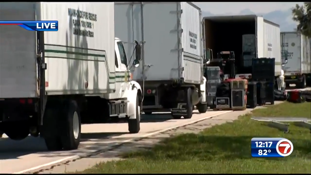 Miami-Dade Fire Rescue’s Urban Search and Rescue Team prepare supplies ...