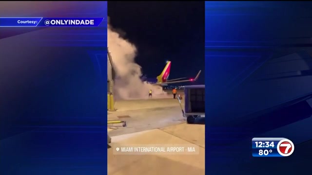 Piece of equipment catches fire on MIA tarmac - WSVN 7News | Miami News ...