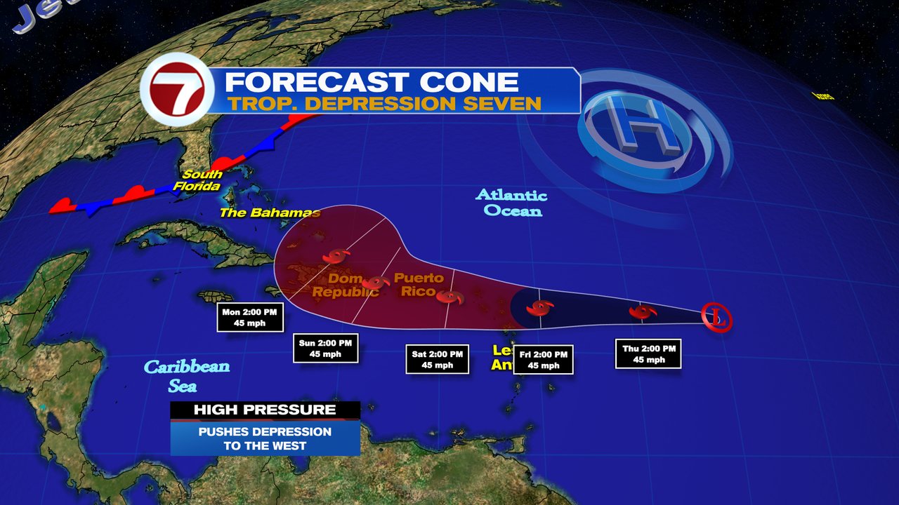 Tropical Depression Seven forms in Atlantic - WSVN 7News | Miami News ...